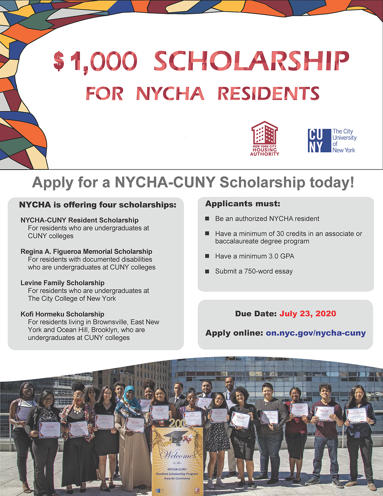 NYCHA-CUNY Scholarship Program Applications Now Open | Center for Justice